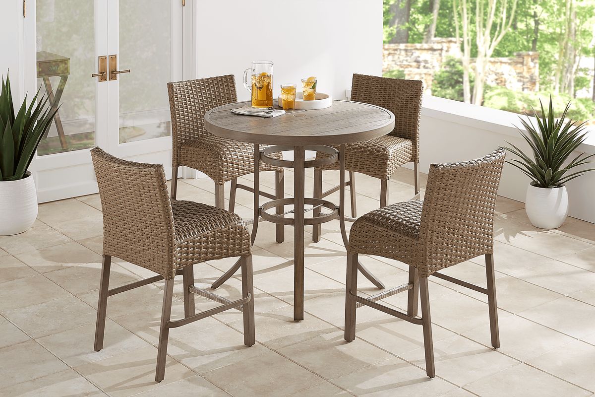 Siesta Key 5 Pc Gray Aluminum Outdoor Dining Set With 40 In. Balcony ...