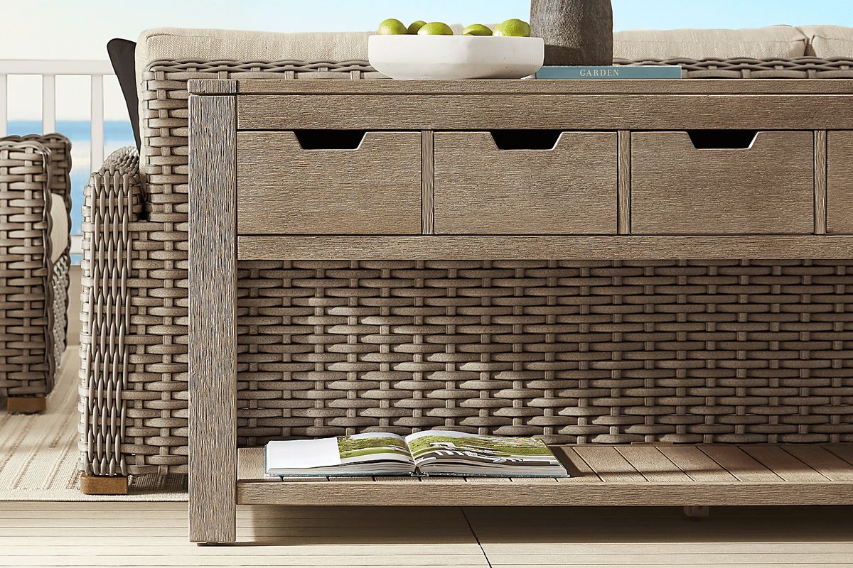 Siesta Key Gray Wood Outdoor Sofa Table | Rooms to Go