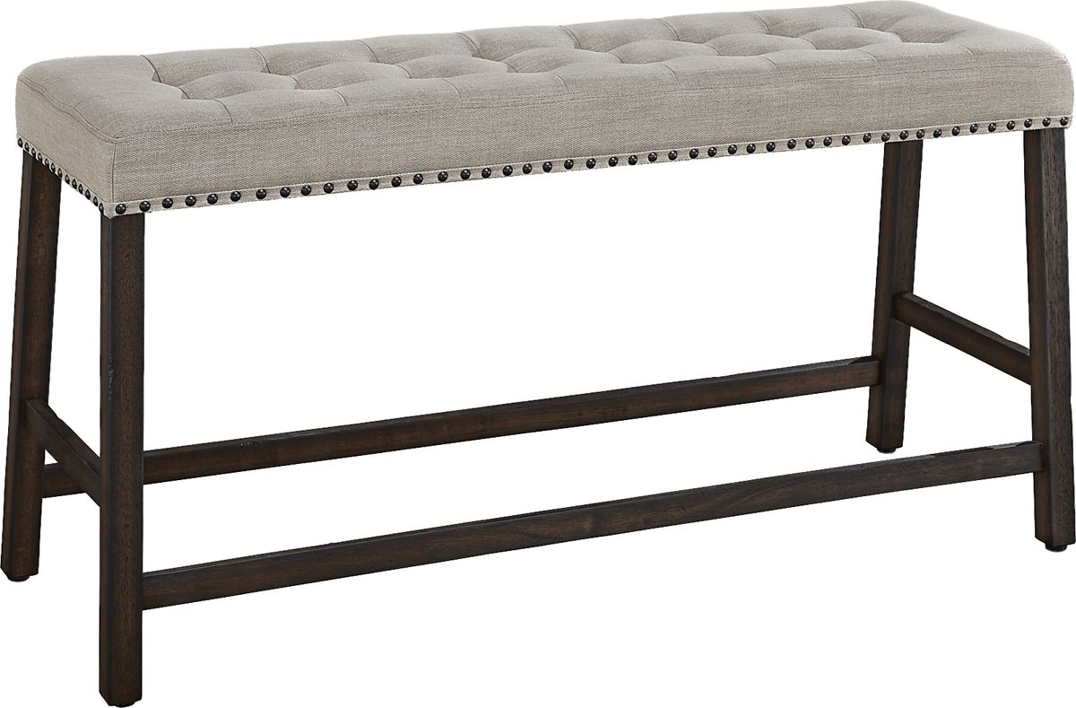 Silassie Brown Dark Wood Polyester Fabric Counter Height Bench | Rooms ...