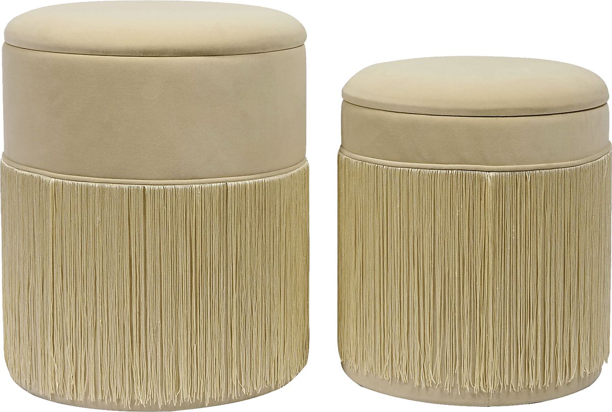 Simerly Cream Beige Polyester Fabric Storage Ottoman | Rooms to Go