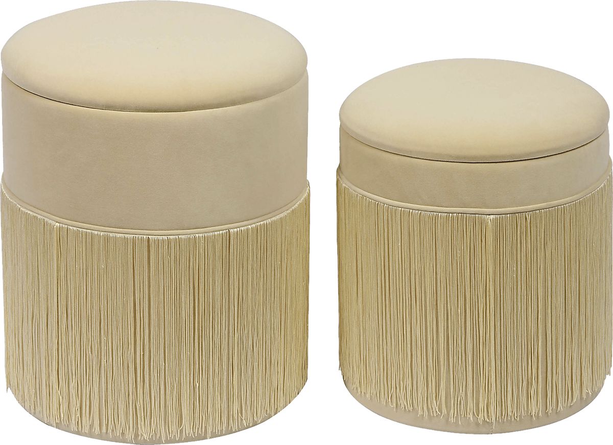Simerly Cream Beige Polyester Fabric Storage Ottoman | Rooms to Go