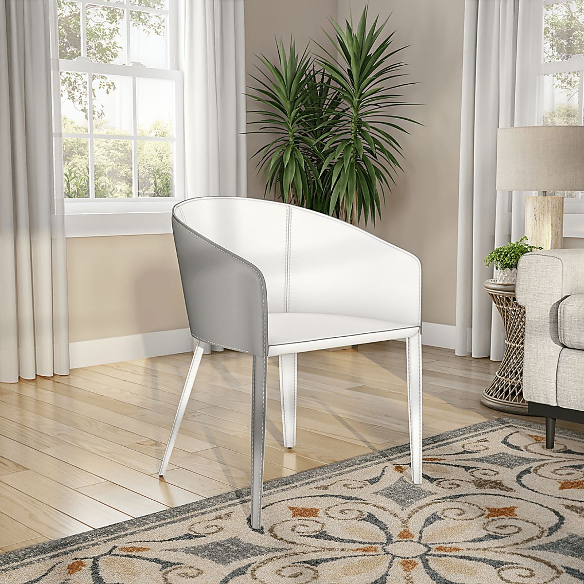 Simonview White Leather Arm Chair | Rooms to Go