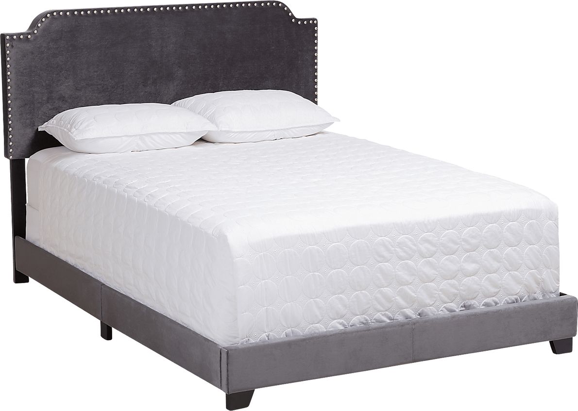 Skylyn Dark Gray Velvet Plush King Bed - Rooms To Go