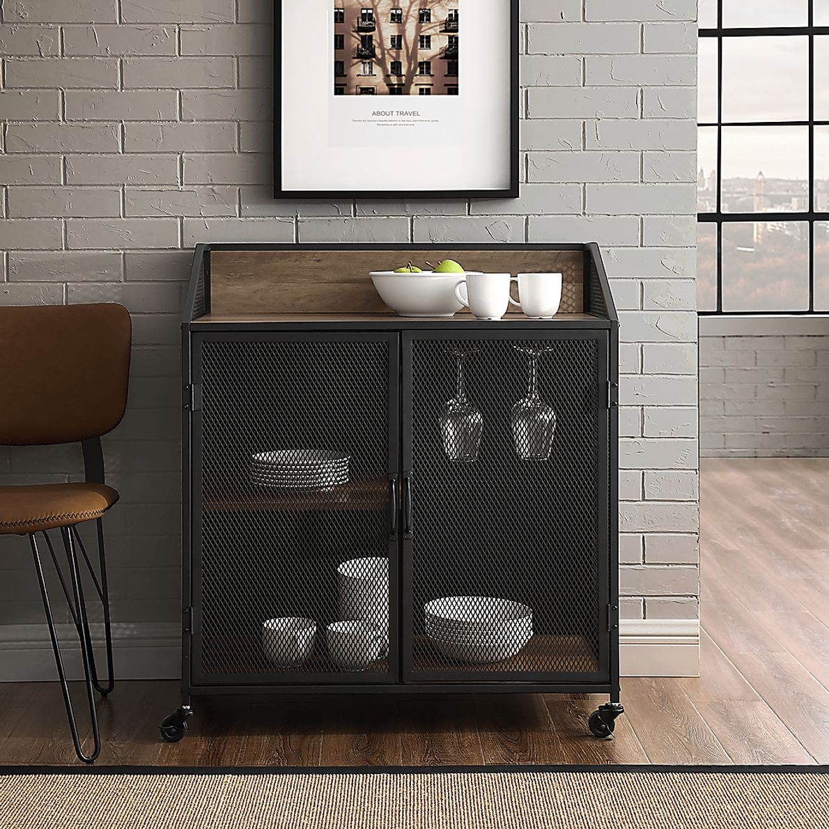 Slopeside Oak Bar Cart - Rooms To Go