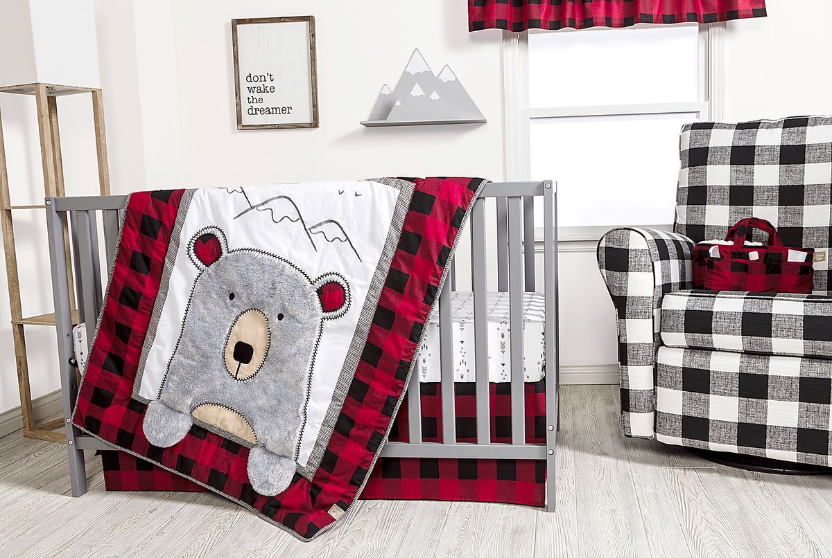 Slumbering Bear Red Bedding Set | Rooms to Go