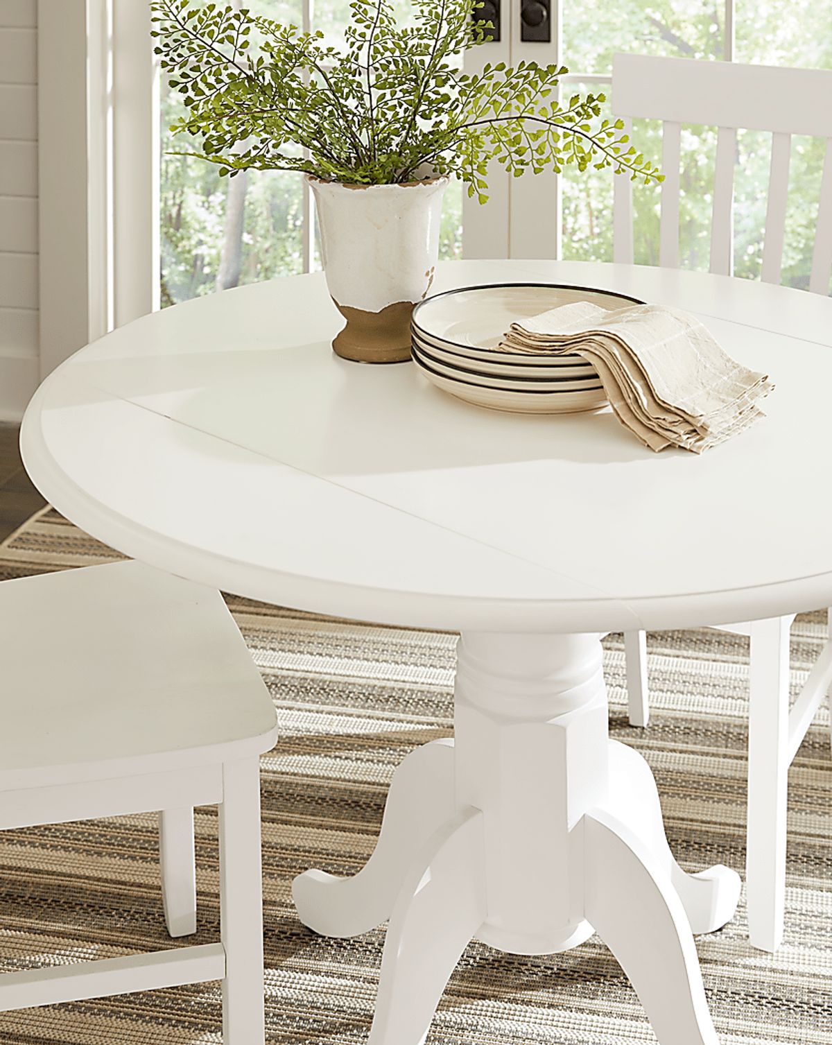 Smithtown 5 Pc White Colors,White Dining Room Set With Round Dining ...