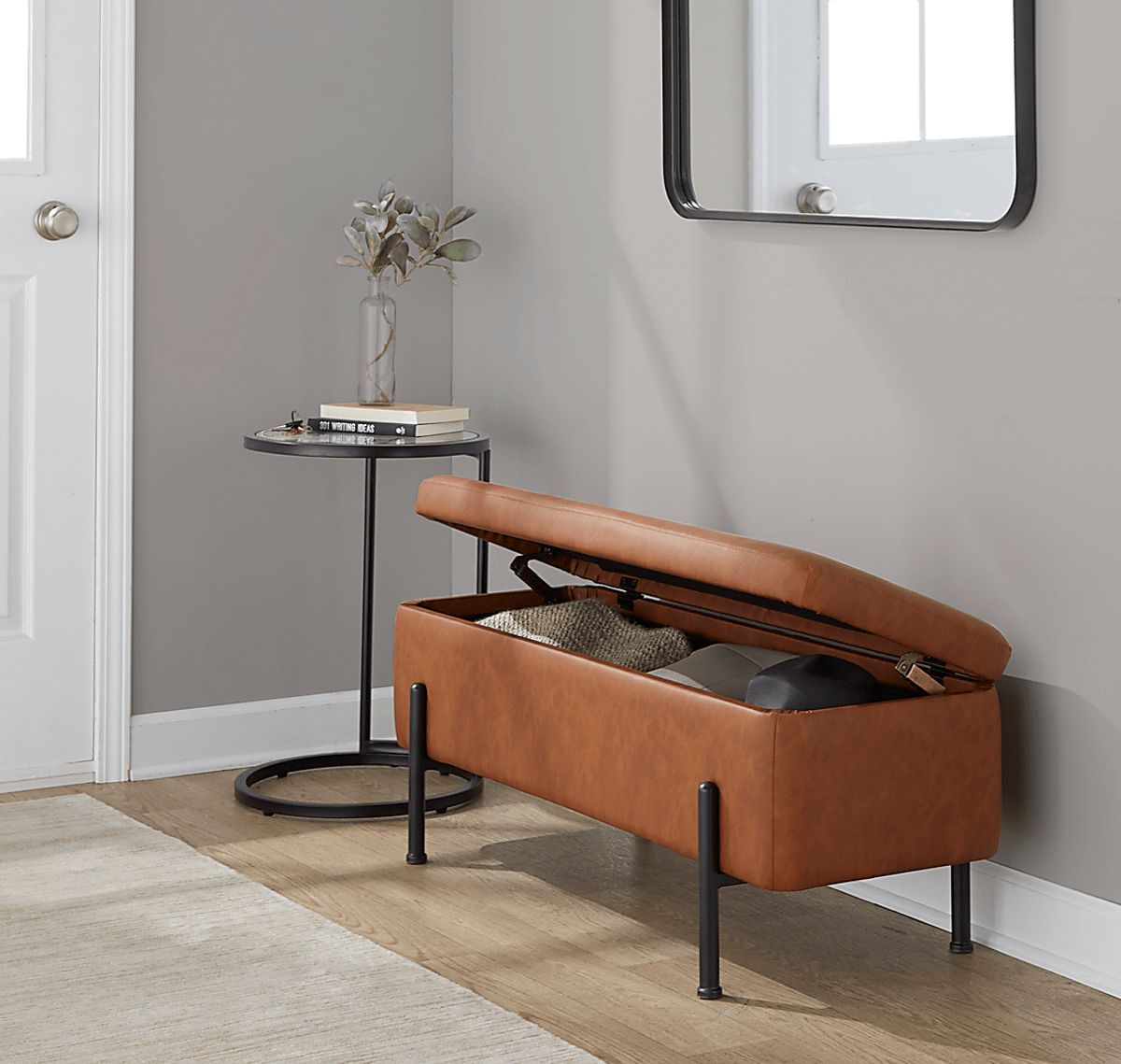 Smout Black Black,Colors Camel Brown Polyurethane Fabric Bench | Rooms ...