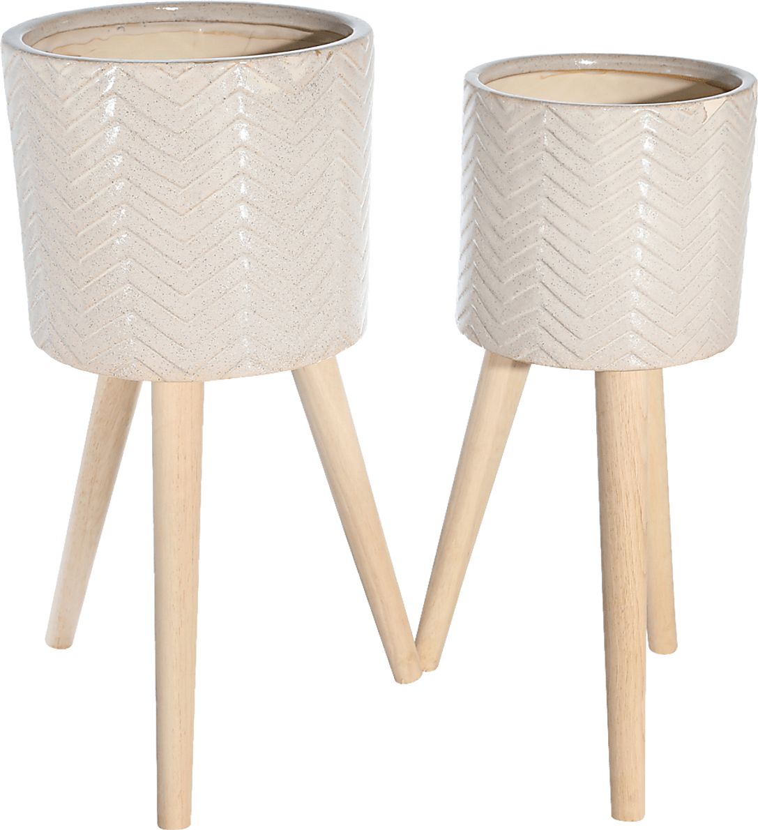 Snavely Ivory Light Wood,White Beige Planter, Set Of 2 - Rooms To Go