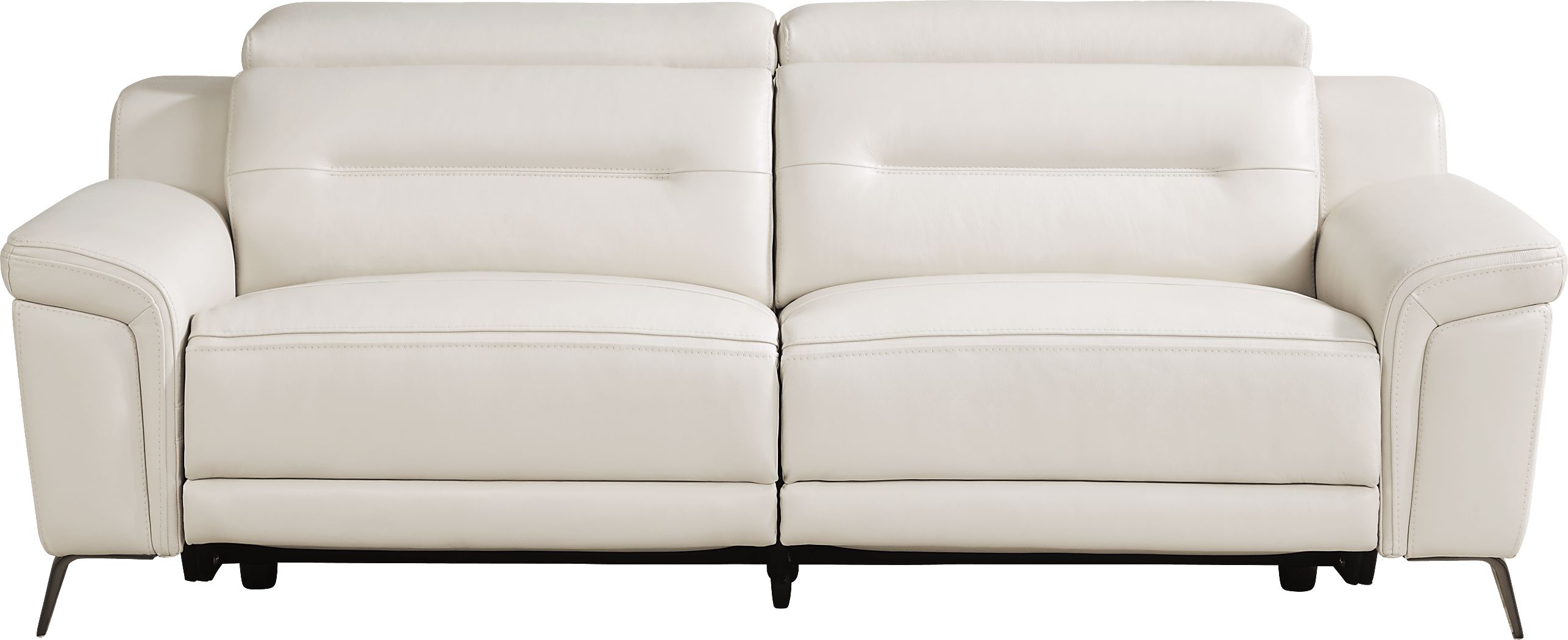 Castella Ivory Beige Leather Dual Power Reclining Sofa | Rooms to Go
