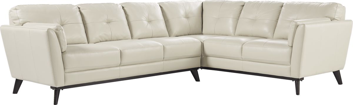 Sofia Vergara Gabriele Buff Beige Leather 2 Pc Sectional - Rooms To Go