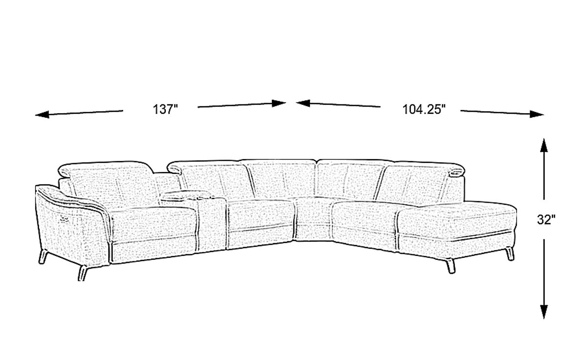 Turano Gray 6 Pc Dual Power Reclining Sectional - Rooms To Go