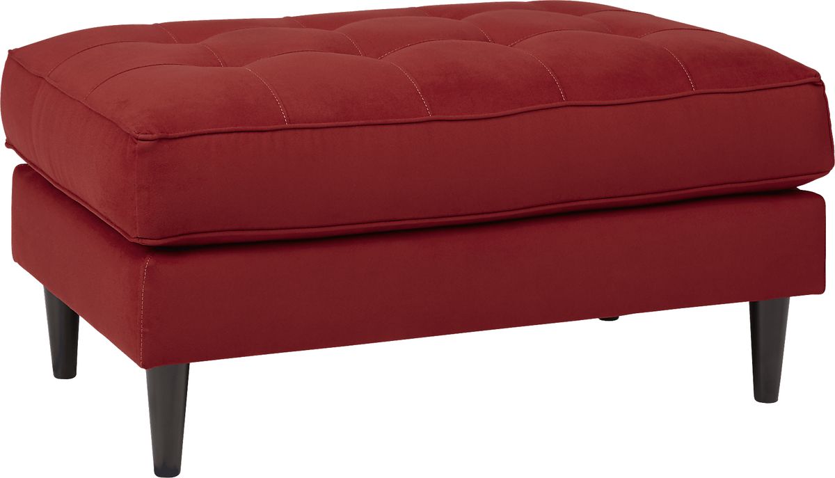 Sofia Vergara Pacific Palisades Cardinal Red Microfiber Ottoman | Rooms ...