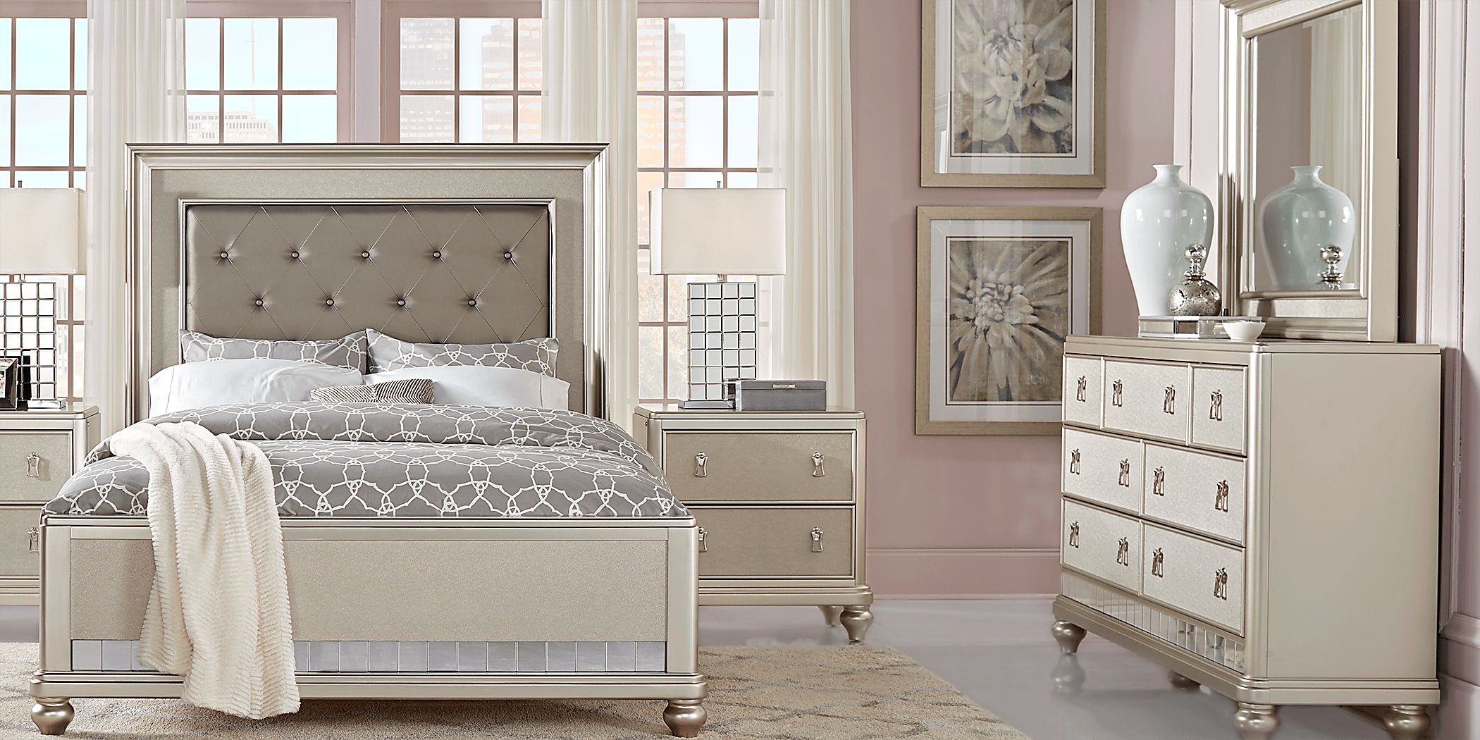 Paris Silver 7 Pc Queen Bedroom - Rooms To Go