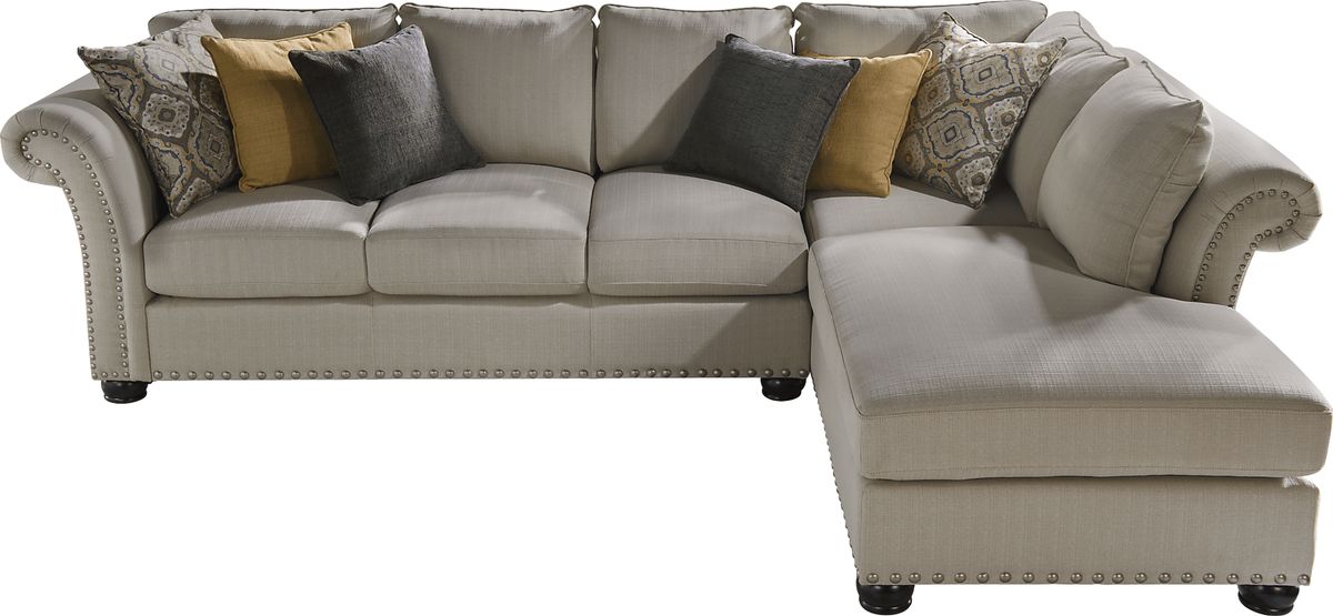 Sofia Vergara Santa Barbara Taupe Beige Linen Fabric 2 Pc Sectional ...