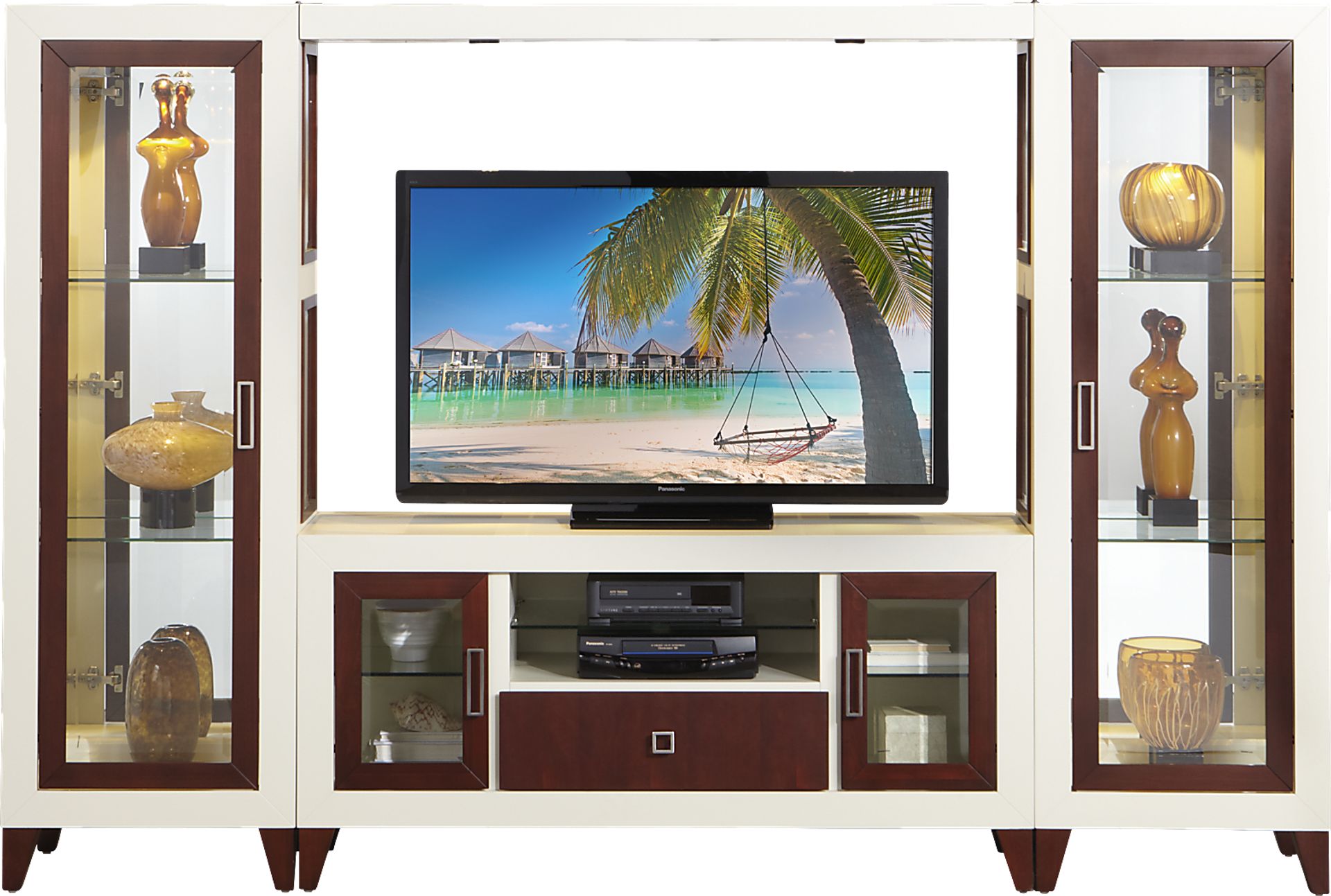 Sofia Vergara Savona Dark Cherry Wood 4 Pc Wall Unit