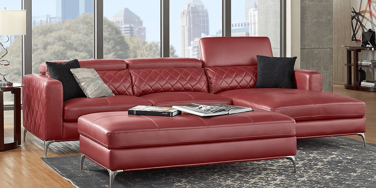Sofia Vergara Sorrento 4 Pc Red Synthetic Fabric Living Room Set ...