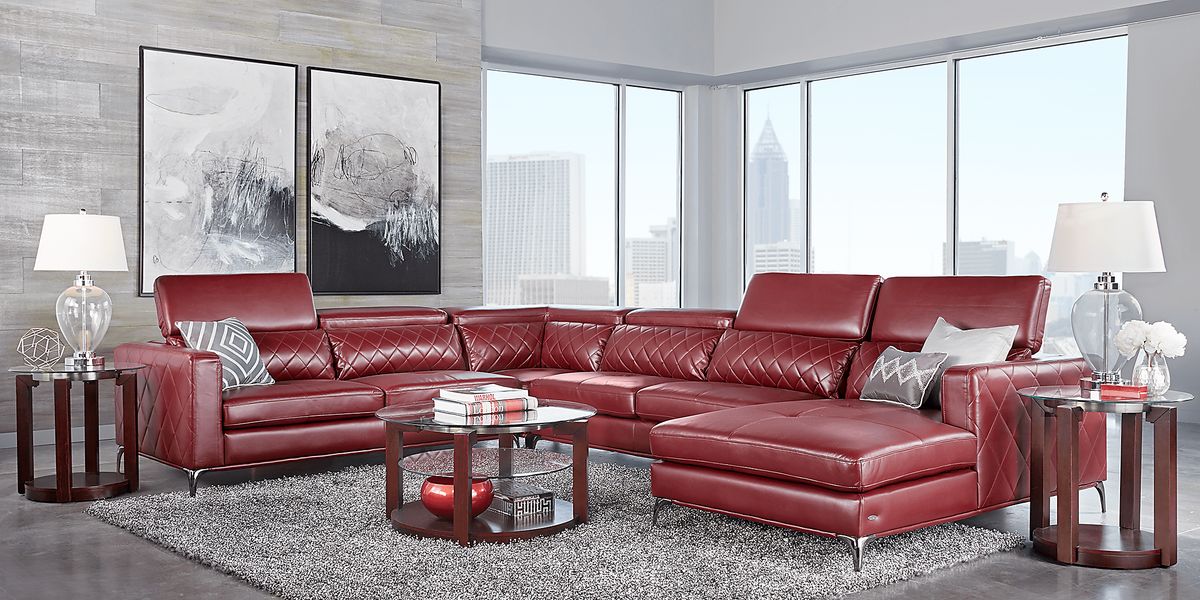 Sorrento Red 4 Pc Sectional - Rooms To Go