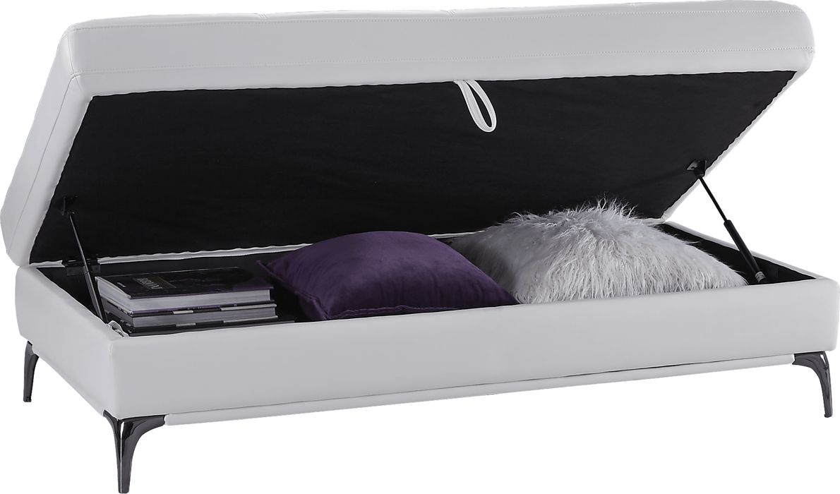 Sorrento White Storage Ottoman - Rooms To Go