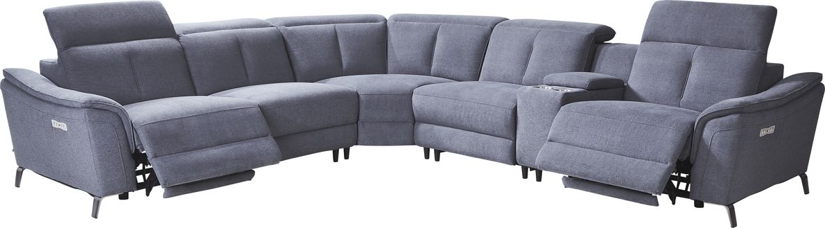 Turano Denim 6 Pc Dual Power Reclining Sectional - Rooms To Go