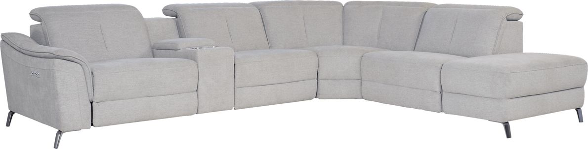 Turano Gray Textured 6 Pc Dual Power Reclining Sectional - Rooms To Go
