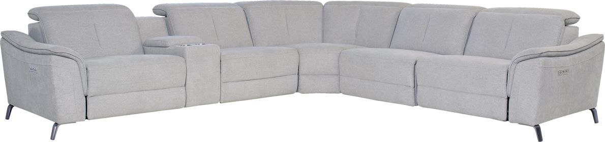 Turano Gray Textured 6 Pc Dual Power Reclining Sectional - Rooms To Go