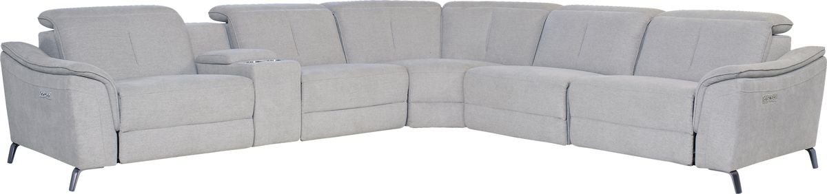 Turano Gray Textured 6 Pc Dual Power Reclining Sectional | Rooms to Go