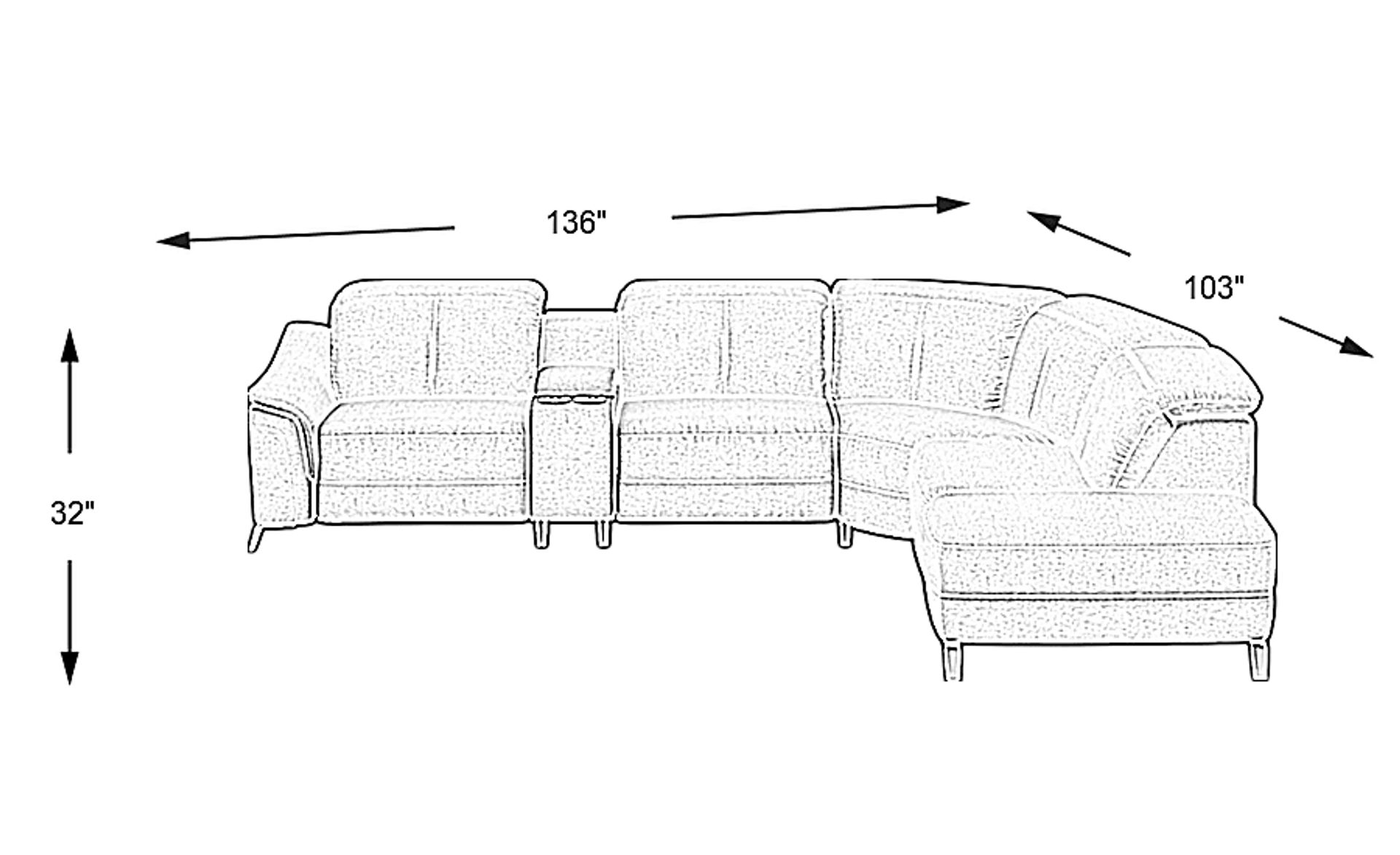 Turano Gray Textured 6 Pc Dual Power Reclining Sectional | Rooms to Go