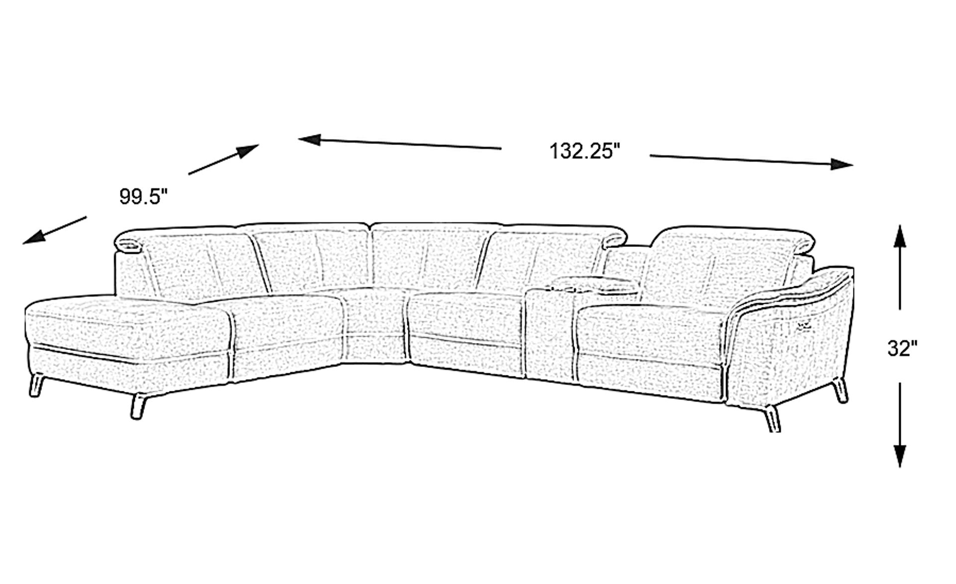 Sofia vergara turano gray 6 pc dual power reclining sectional store