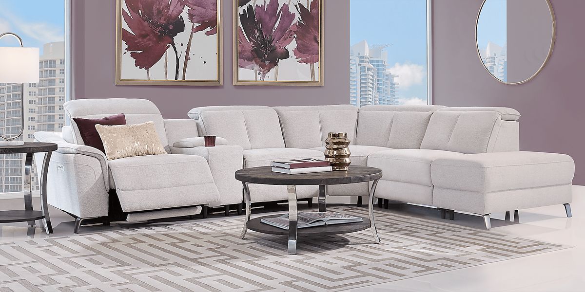 Sofia Vergara Turano Gray Textured 6 Pc Power Reclining Sectional ...