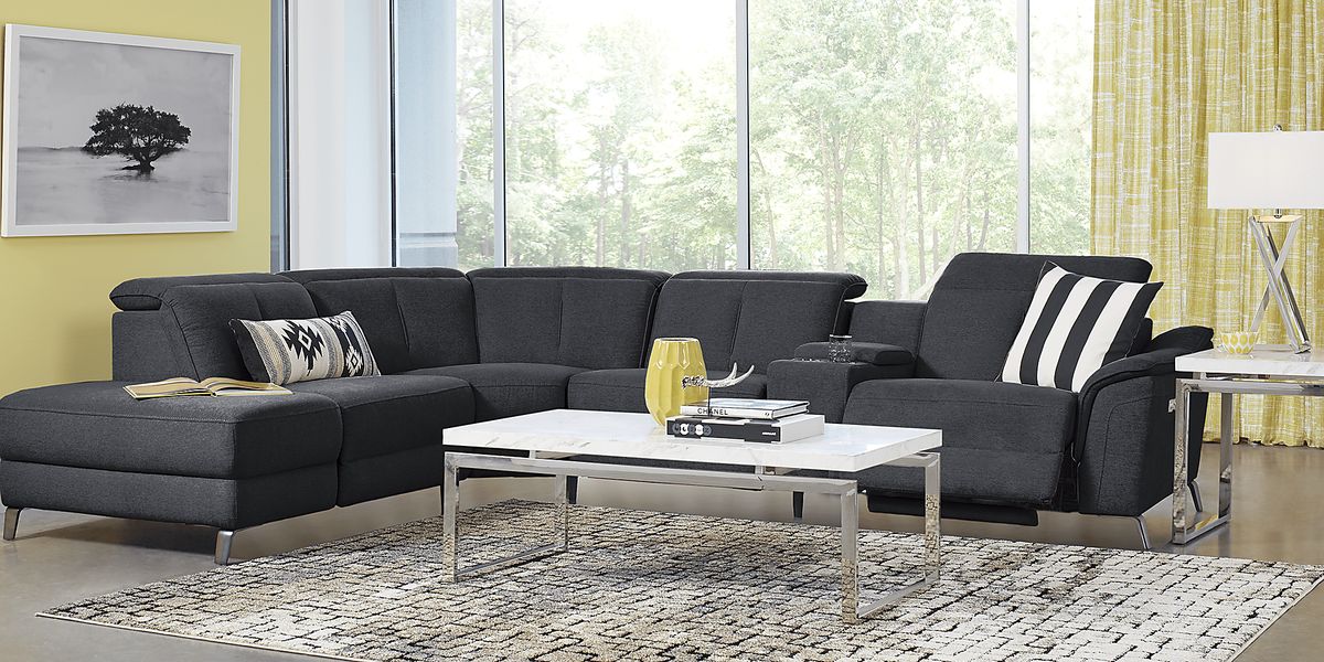 Sofia Vergara Turano 10 Pc Midnight Blue Textured Power Reclining ...
