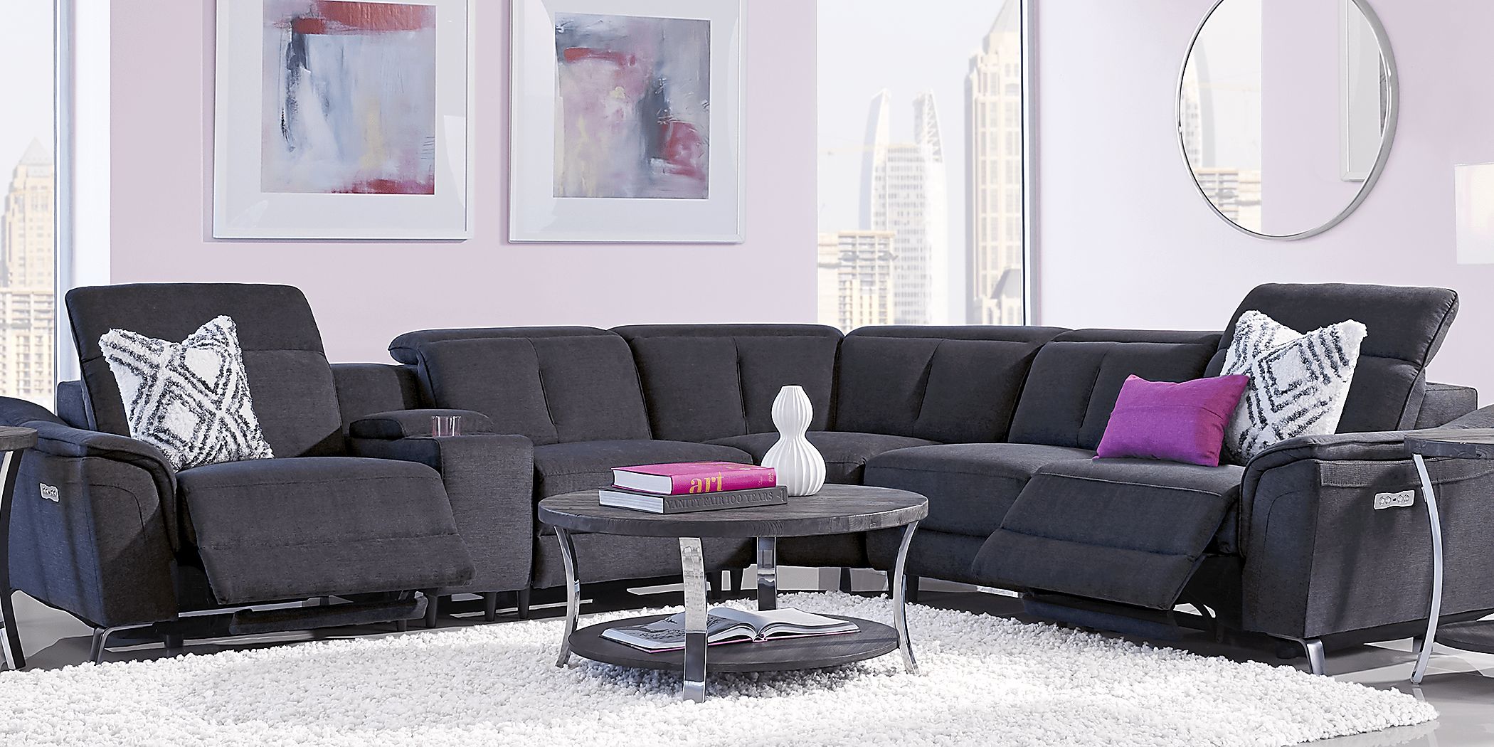 Turano Midnight 6 Pc Dual Power Reclining Sectional - Rooms To Go