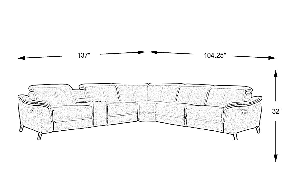 Turano Midnight 6 Pc Dual Power Reclining Sectional - Rooms To Go