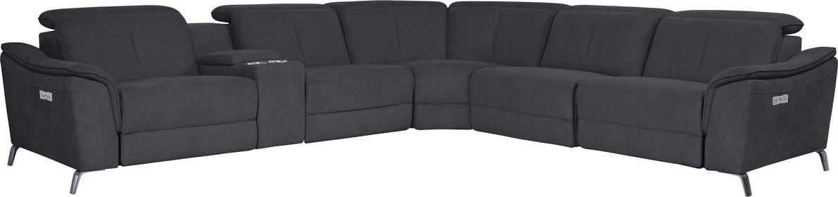 Turano Midnight 6 Pc Dual Power Reclining Sectional - Rooms To Go