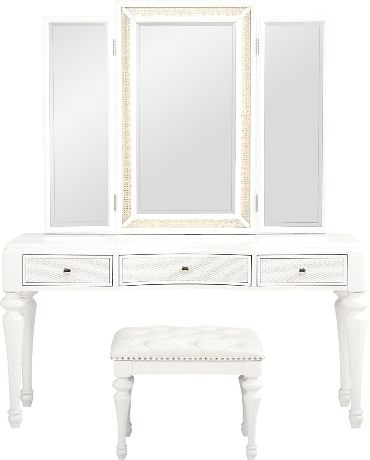 Sofia Vergara Vegas White Colors,White 3 Pc Vanity Set | Rooms to Go