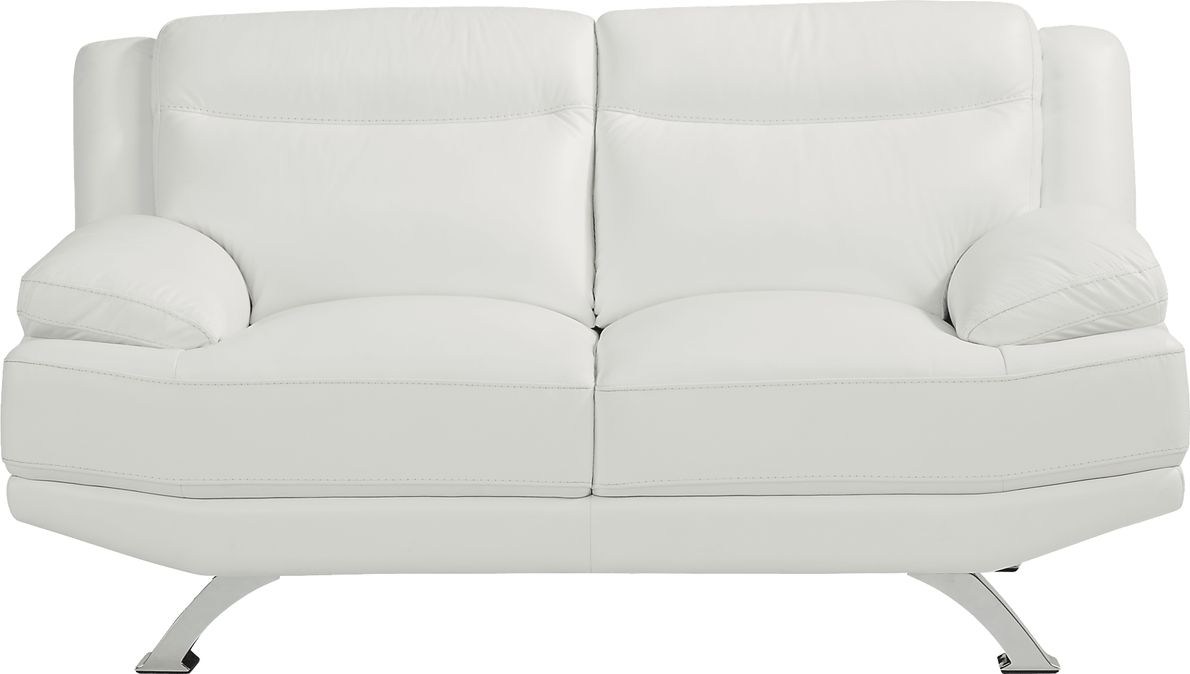 Sofia Vergara Zamora White Leather Loveseat - Rooms To Go
