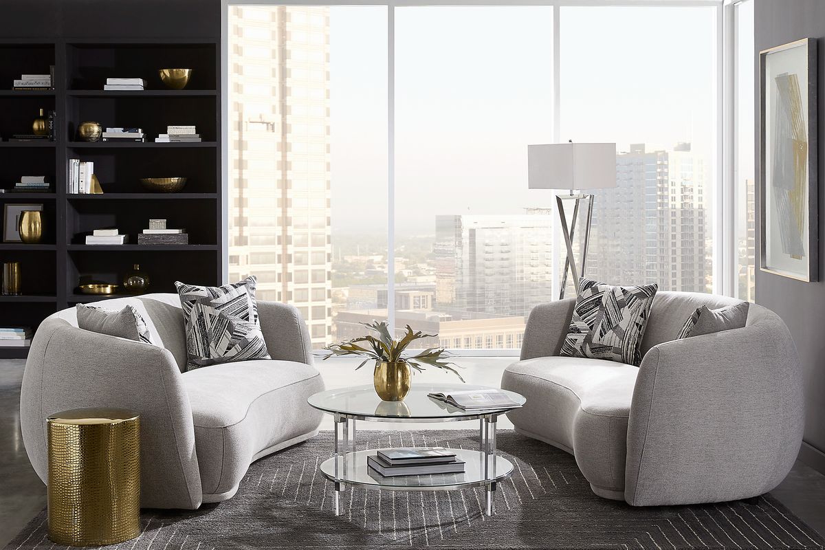 Soho Heights 3 Pc Gray Fabric Living Room Set With Sofa, Cocktail Table ...