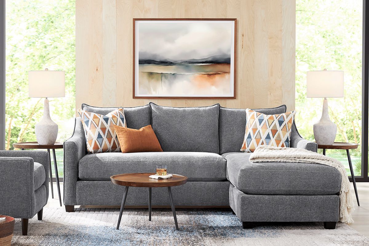 Cindy Crawford Soho Place 6 Pc Gray Chenille Fabric Living Room Set ...