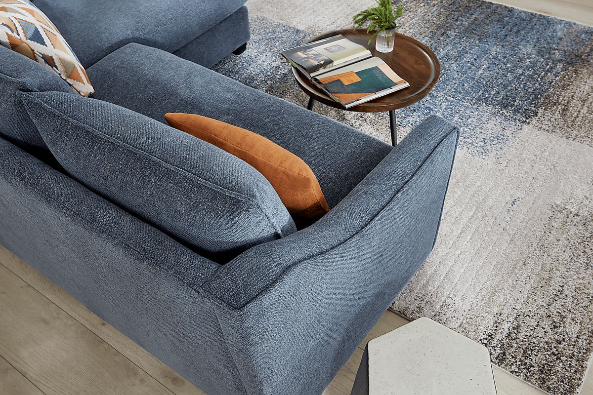 Cindy Crawford Soho Place Navy Blue Chenille Fabric 2pc Reversible ...