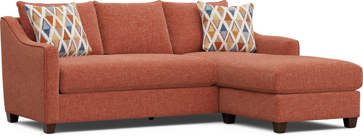 Cindy Crawford Soho Place Russet Orange Chenille Fabric Sleeper Chaise ...