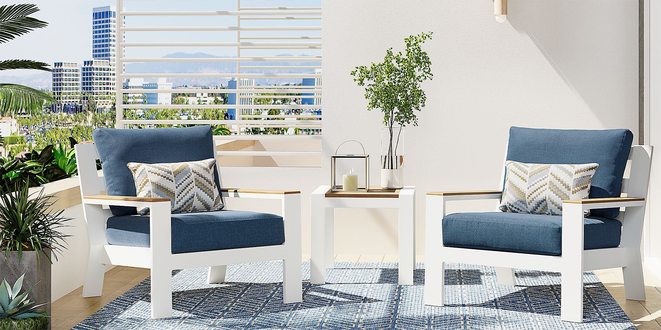 Solana 3 Pc White Colors,White Blueberry Aluminum Outdoor Seating Set ...