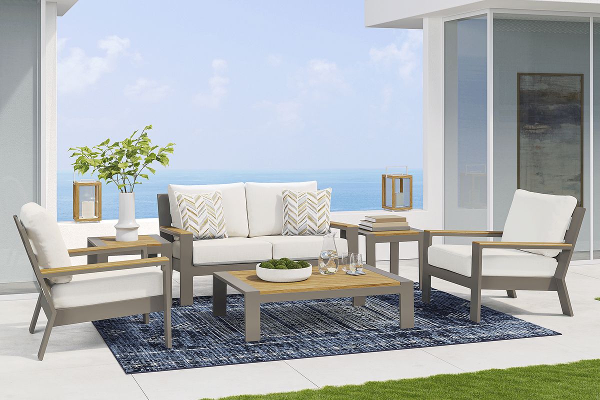 Solana 4 Pc Taupe Colors,Light Wood Natural Beige,White Aluminum ...