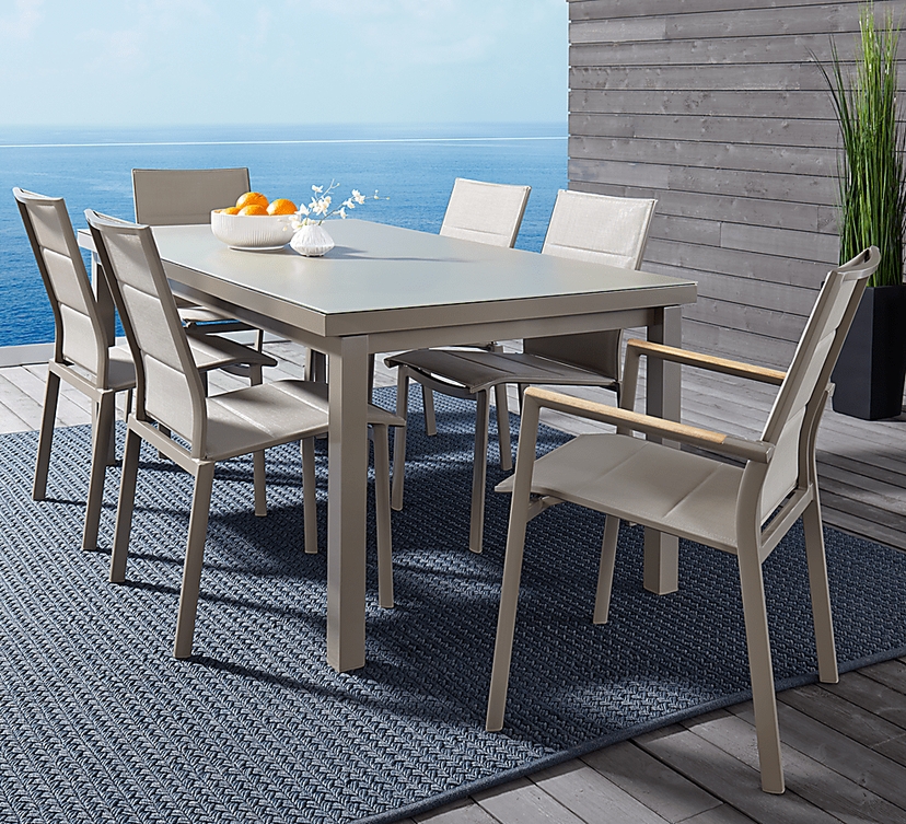 Solana 5 Pc Taupe Colors,Light Wood Aluminum Outdoor Dining Set With ...