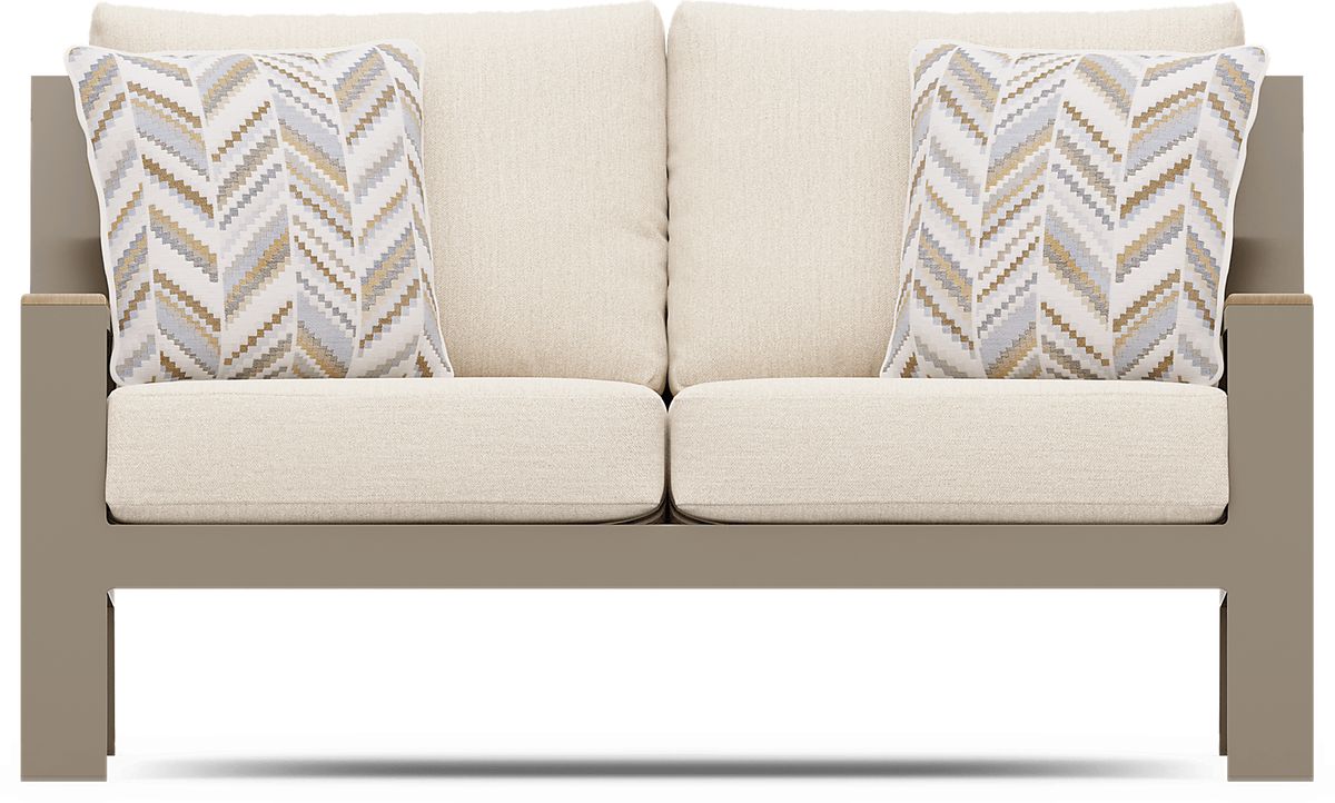 Solana 4 Pc Taupe Colors,Light Wood Buff Beige Aluminum Outdoor Seating ...