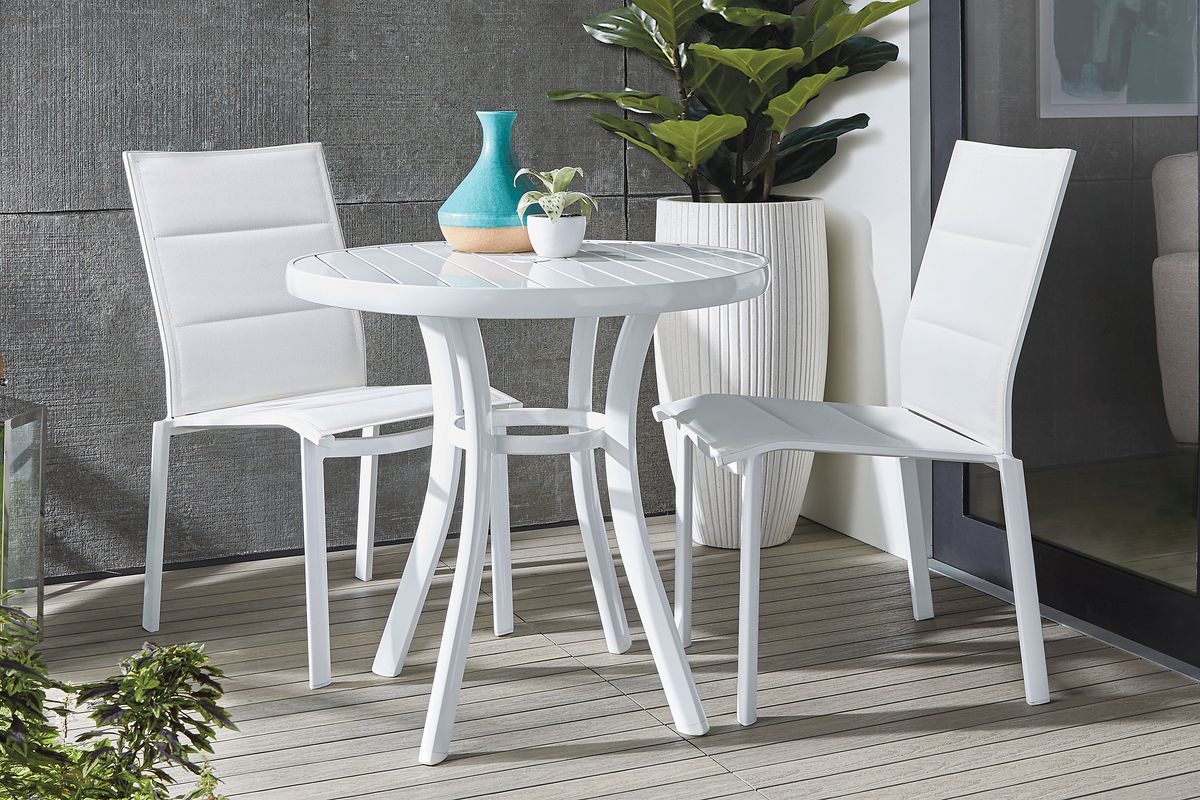 Solana 3 Pc White Colors,White Aluminum Outdoor Dining Set With Arm ...