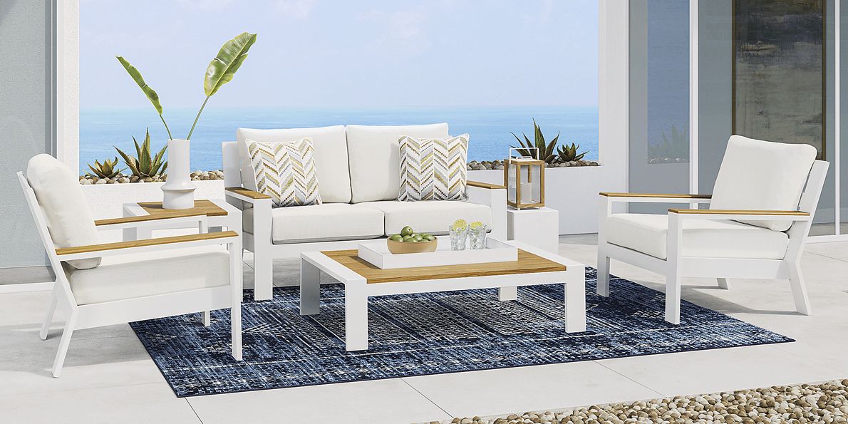 Solana 4 Pc White Colors,White Natural Beige,White Aluminum Outdoor ...
