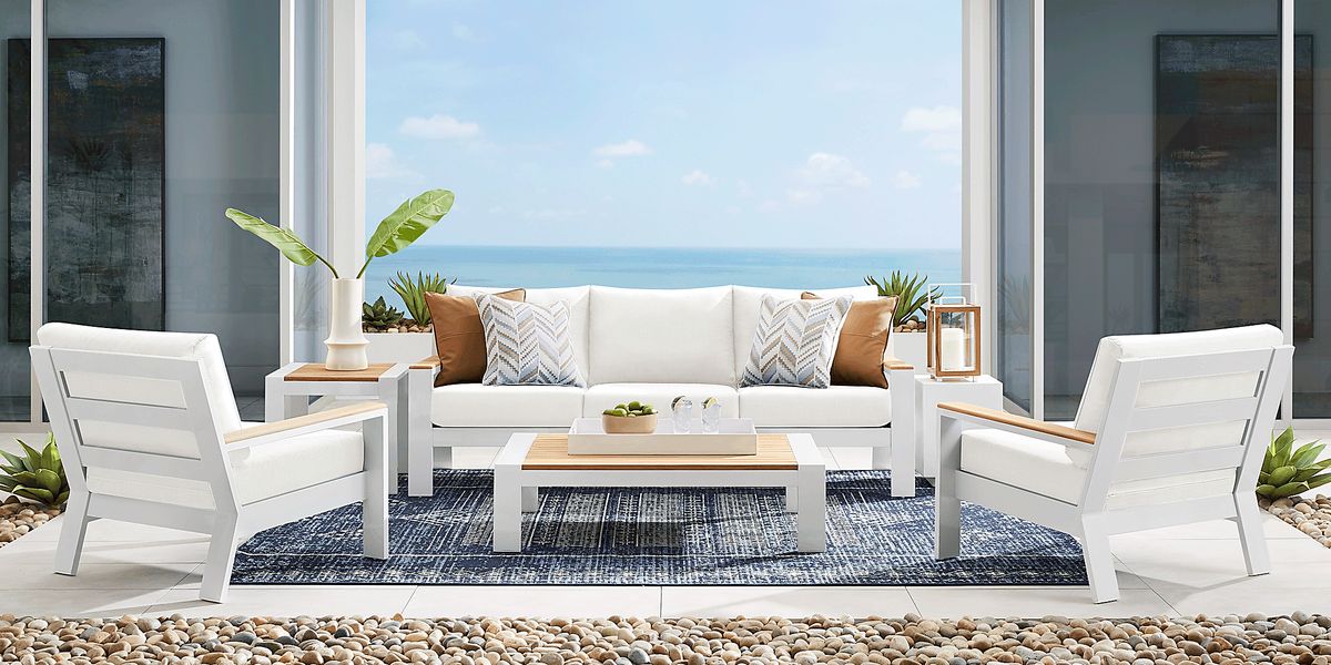 Solana 4 Pc White Colors,White Natural Beige,White Aluminum Outdoor ...