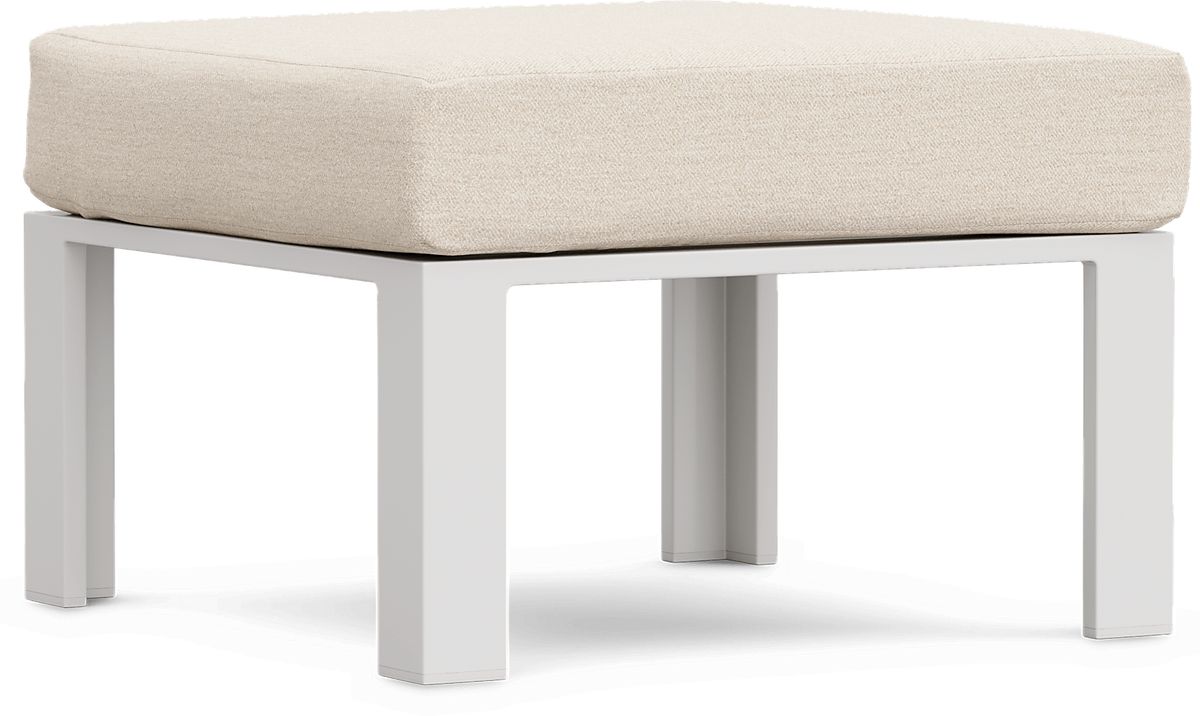 Solana White Colors,White Buff Beige Aluminum Outdoor Ottoman | Rooms to Go