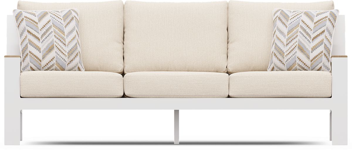 Solana White Colors,White Bisque Beige Aluminum Outdoor Sofa | Rooms to Go