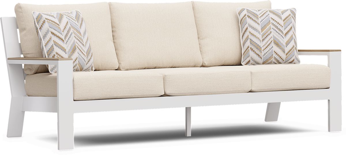 Solana 4 Pc White Colors,White Buff Beige Aluminum Outdoor Seating Set ...