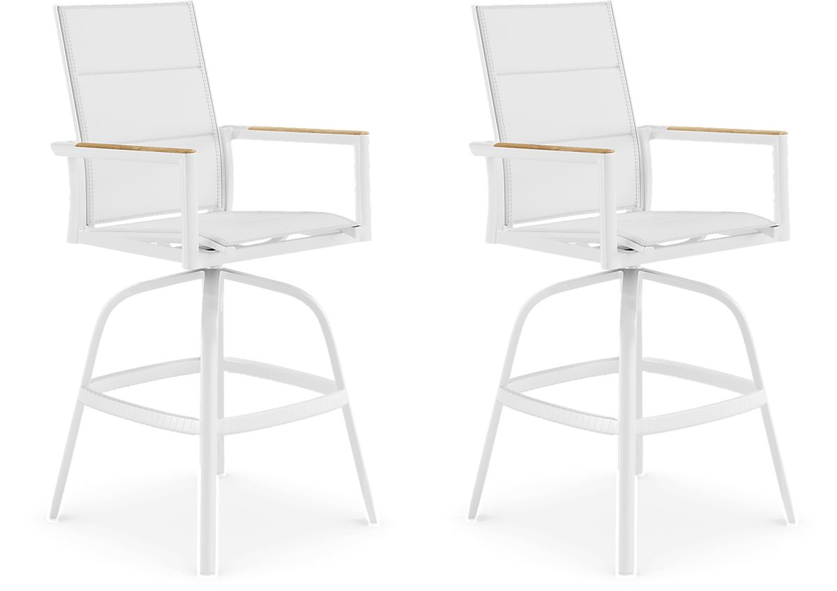 Solana 2 Pc White Colors,White Aluminum Outdoor Swivel Bar Stool ...